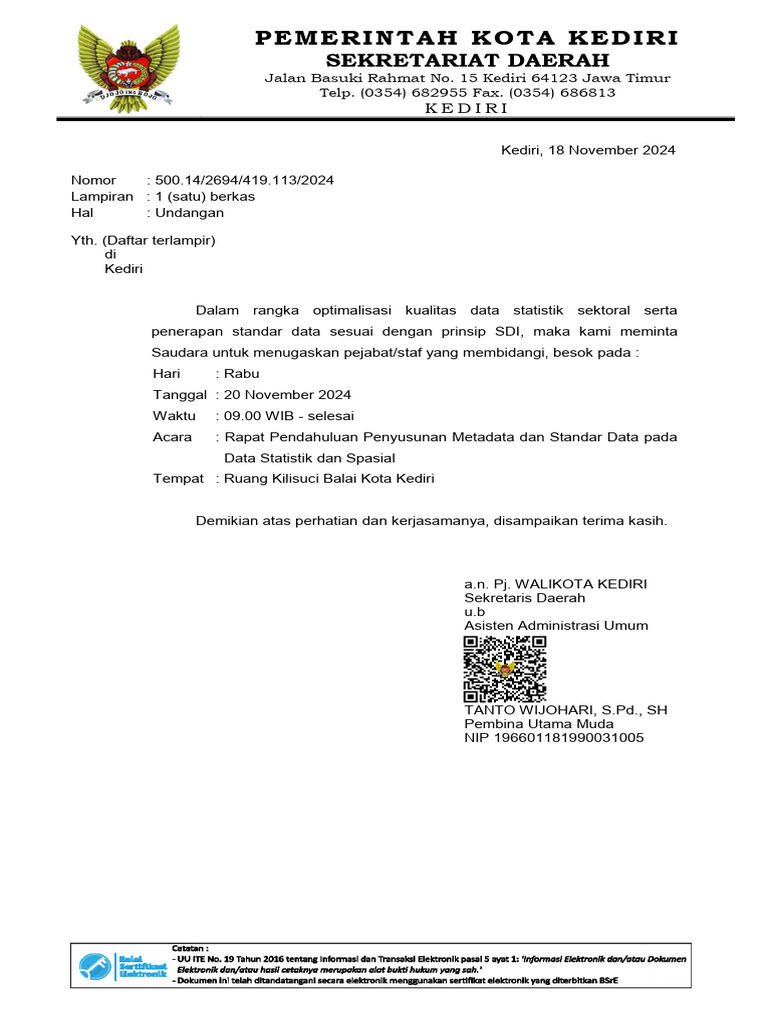 Und Rapat Pendahuluan Penyusunan Metadata Dan Standar Data Pada Data Statistik Dan Spasial | PDF