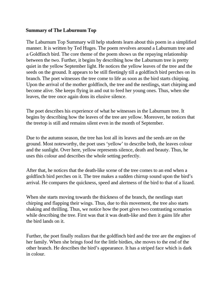 Summary of The Laburnum Top | PDF
