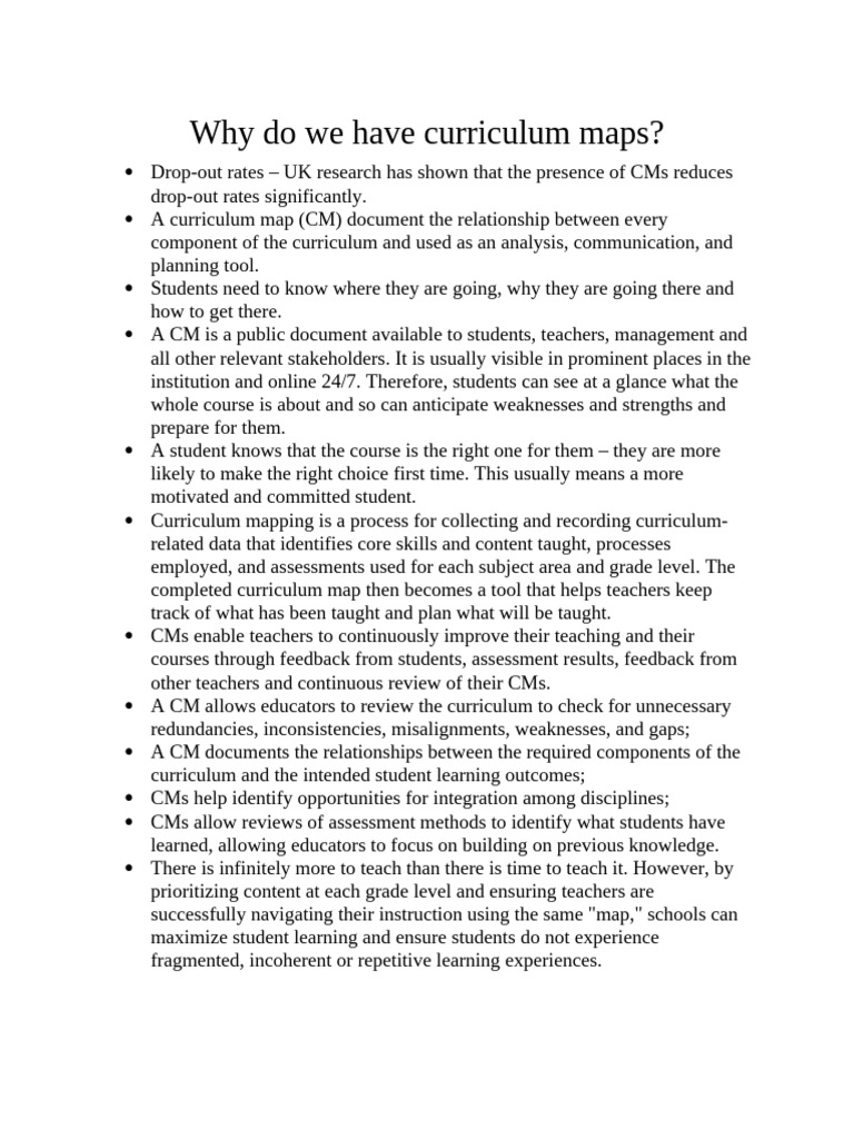 Why Do We Have Curriculum Maps | PDF