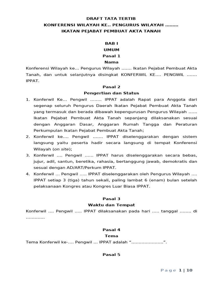 1 Draft Tatib Sidang Konferwil IPPAT | PDF
