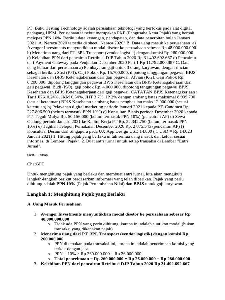 Laporan Keuangan dan Pajak PT Buku Testing | PDF