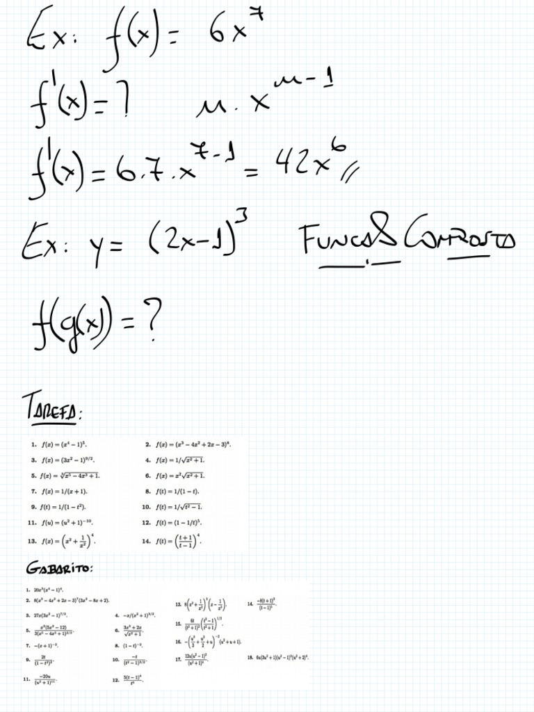 Derivada de Uma Fun&Xc7 &Xc3 o Composta (Regra Da Cadeia) 28.10.24 | PDF