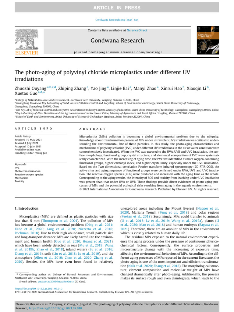 Ouyang 2022-Gondwana Research | PDF | Ultraviolet | Radical (Chemistry)