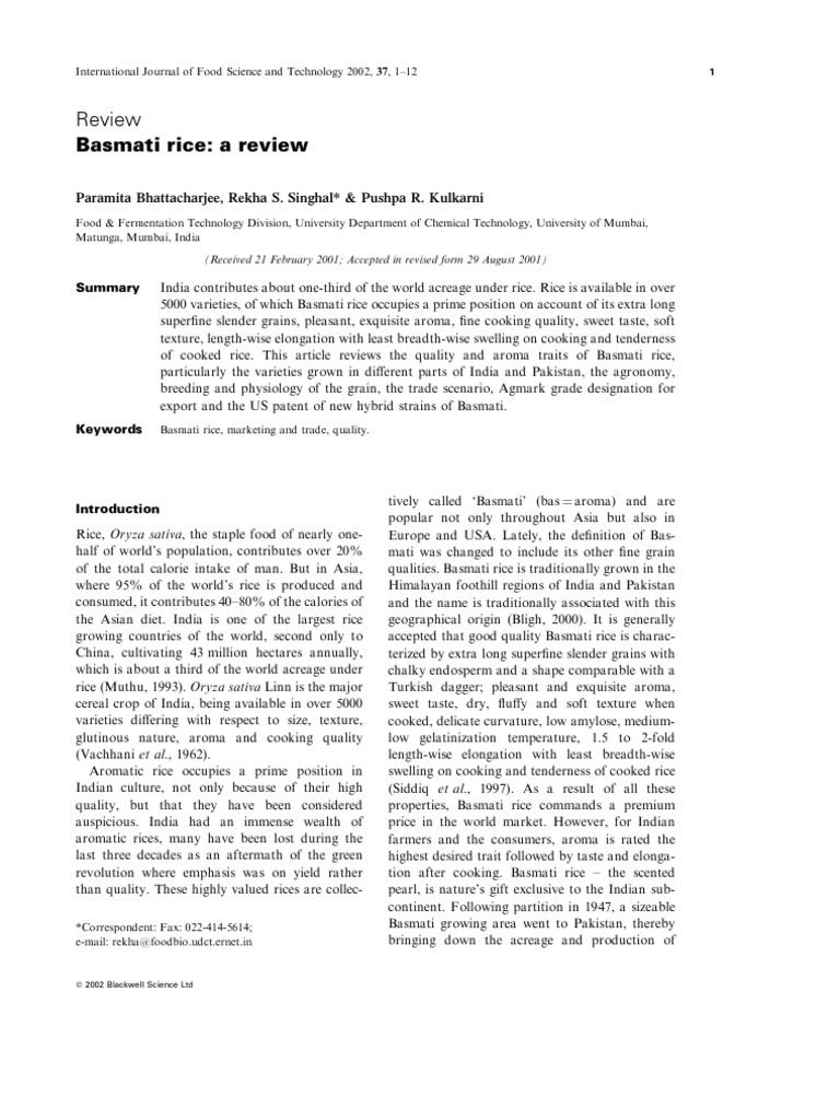 Basmati Rice | PDF | Rice | Agriculture