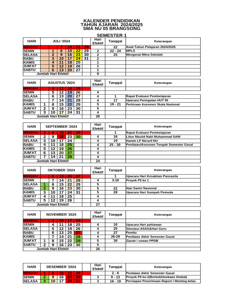 Kaldik 2024-2025 - Fix | PDF