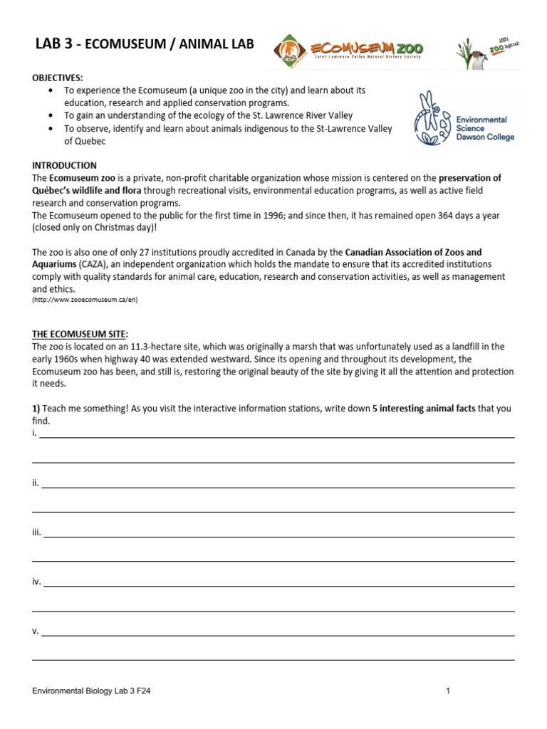 BioBZP - Lab3 - Animal Diversity F24 | PDF | Coyote | Raccoon