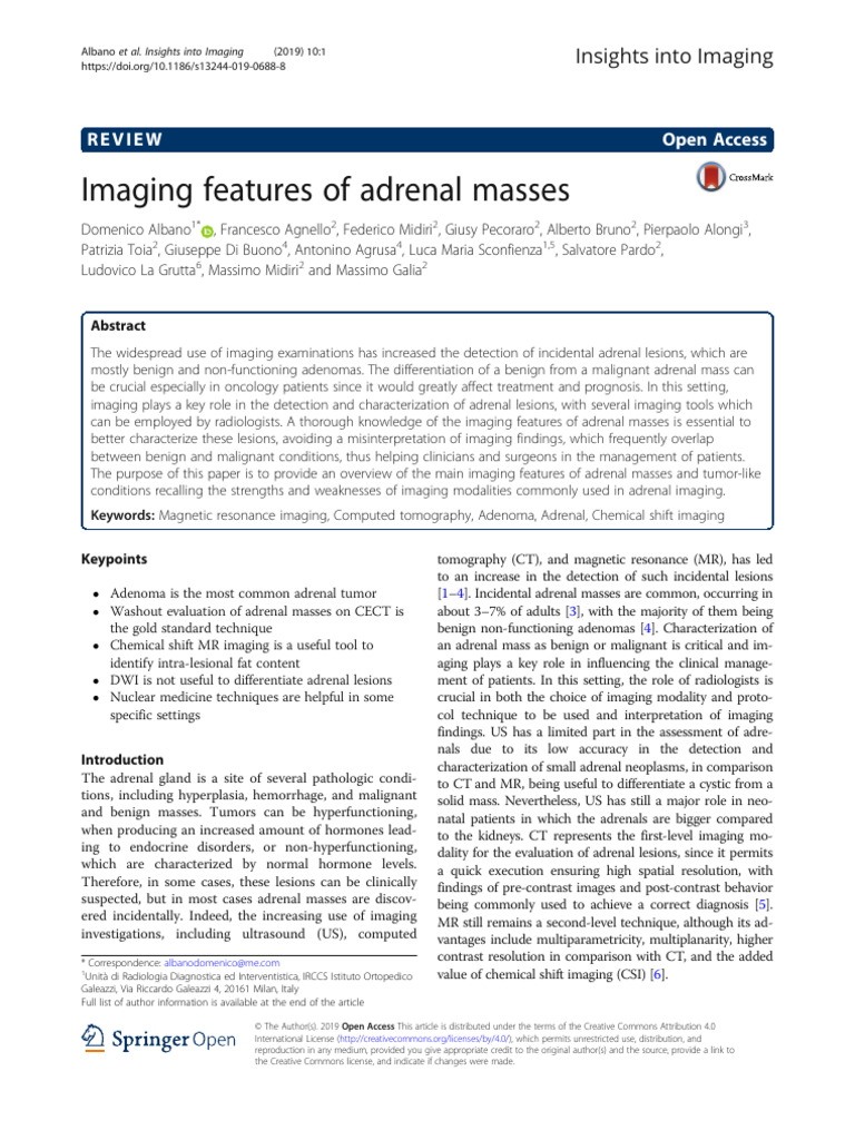 Imaging Features of Adrenal Masses | PDF | Medical Imaging | Adrenal Gland