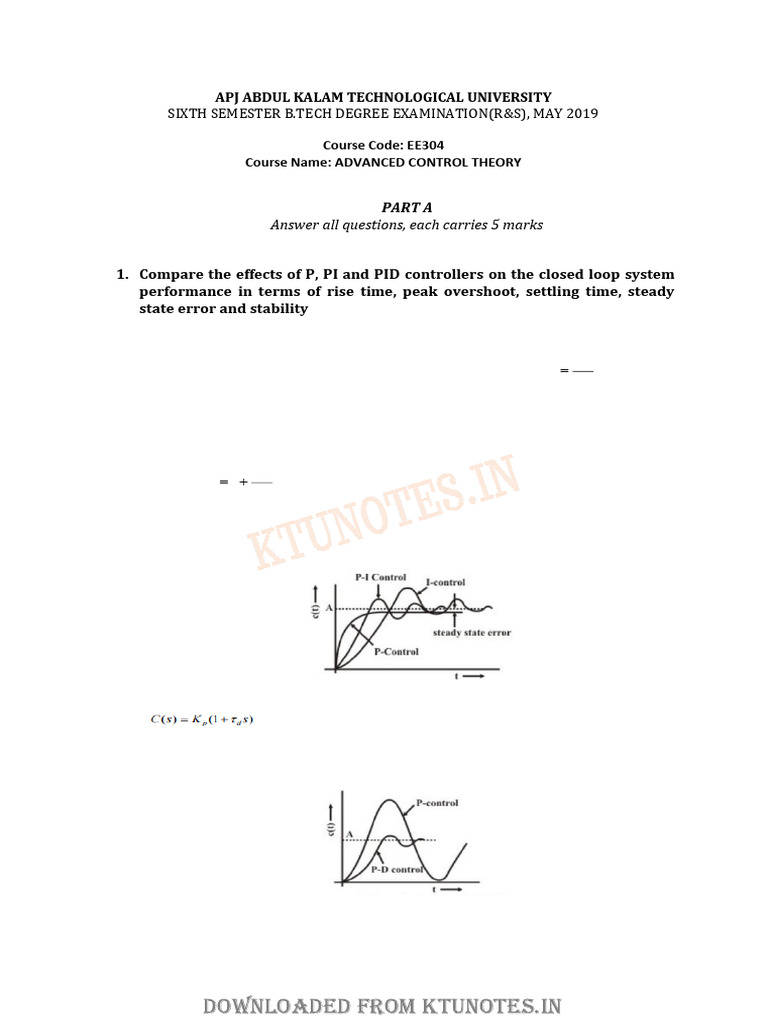 ACT SOLVED MAY 2019 | PDF | Nonlinear System | Control Theory