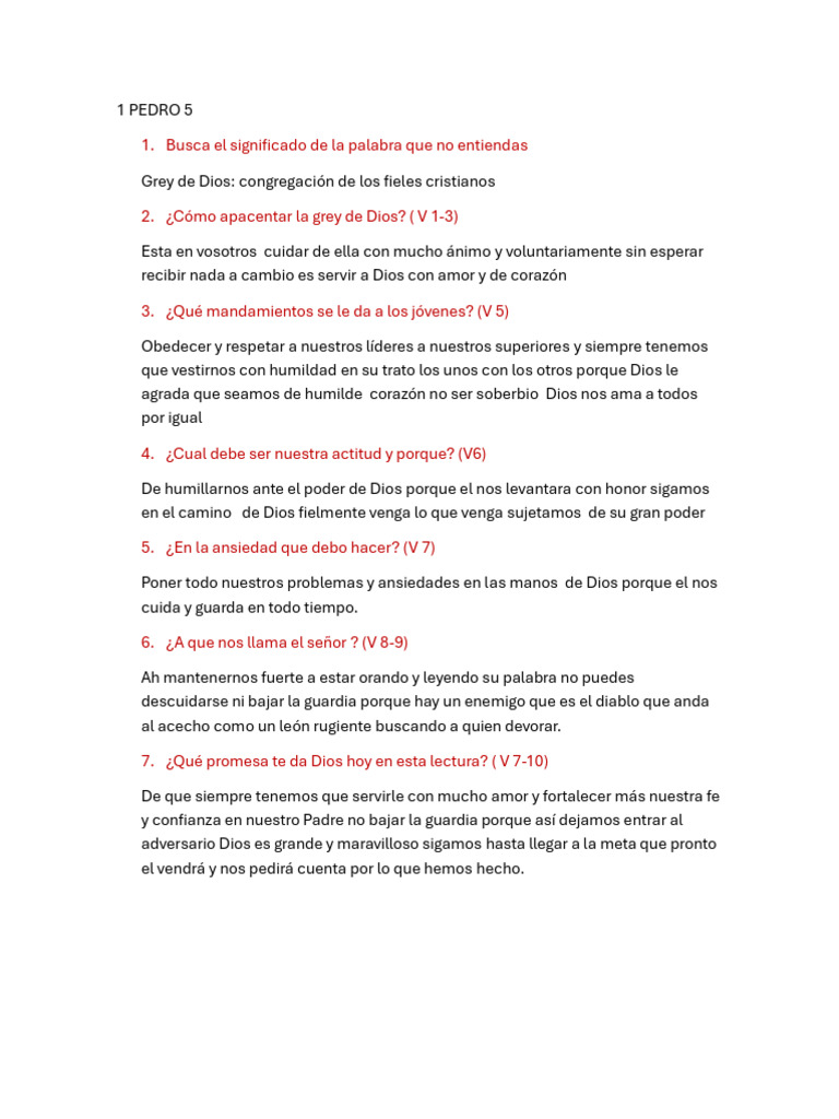 Instrucciones de 1 Pedro 5 para creyentes | PDF