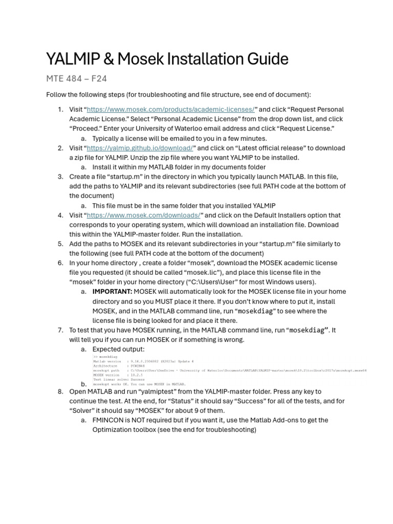 YALMIP & Mosek Installation Guide | PDF | Directory (Computing) | Computer File