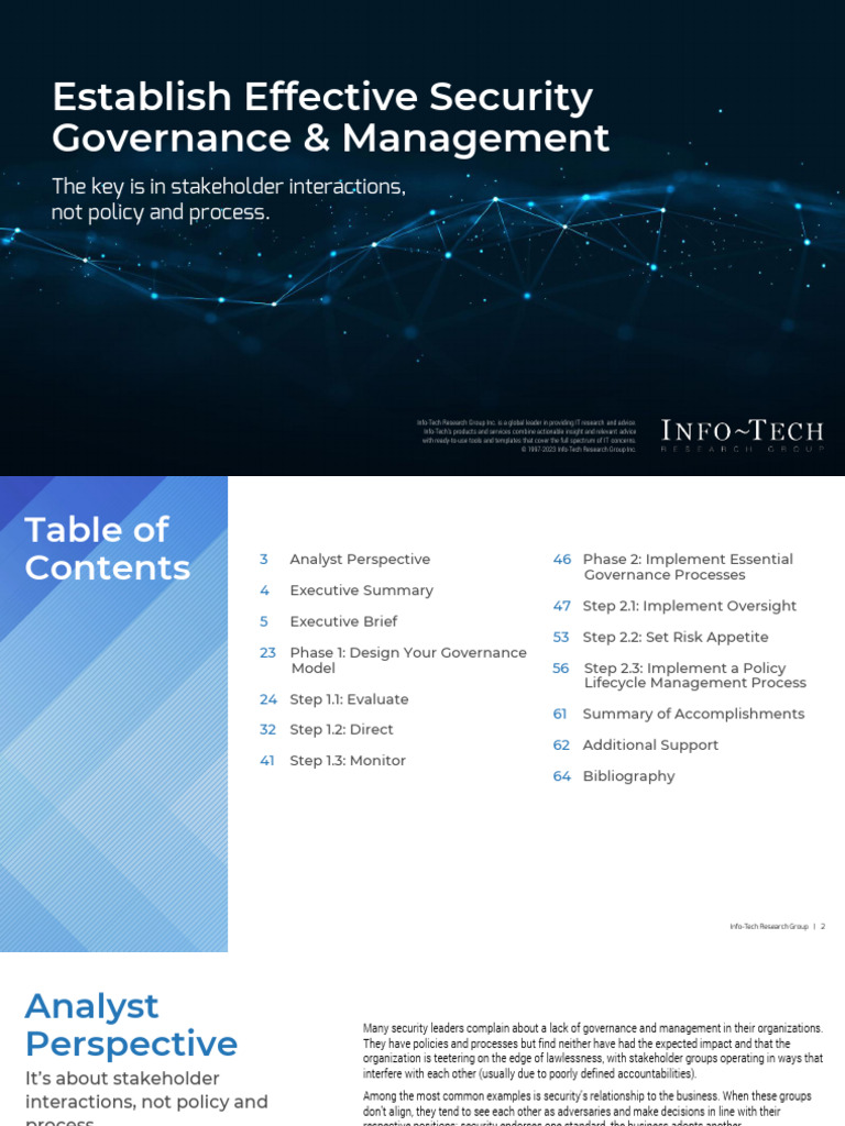 It Establish Effective Security Governance and Management Phases 1 2 ...