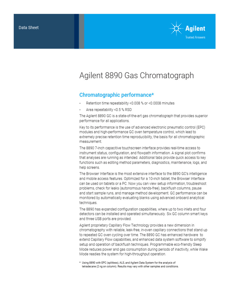Agilent 8890 Specification | PDF | Gas Chromatography