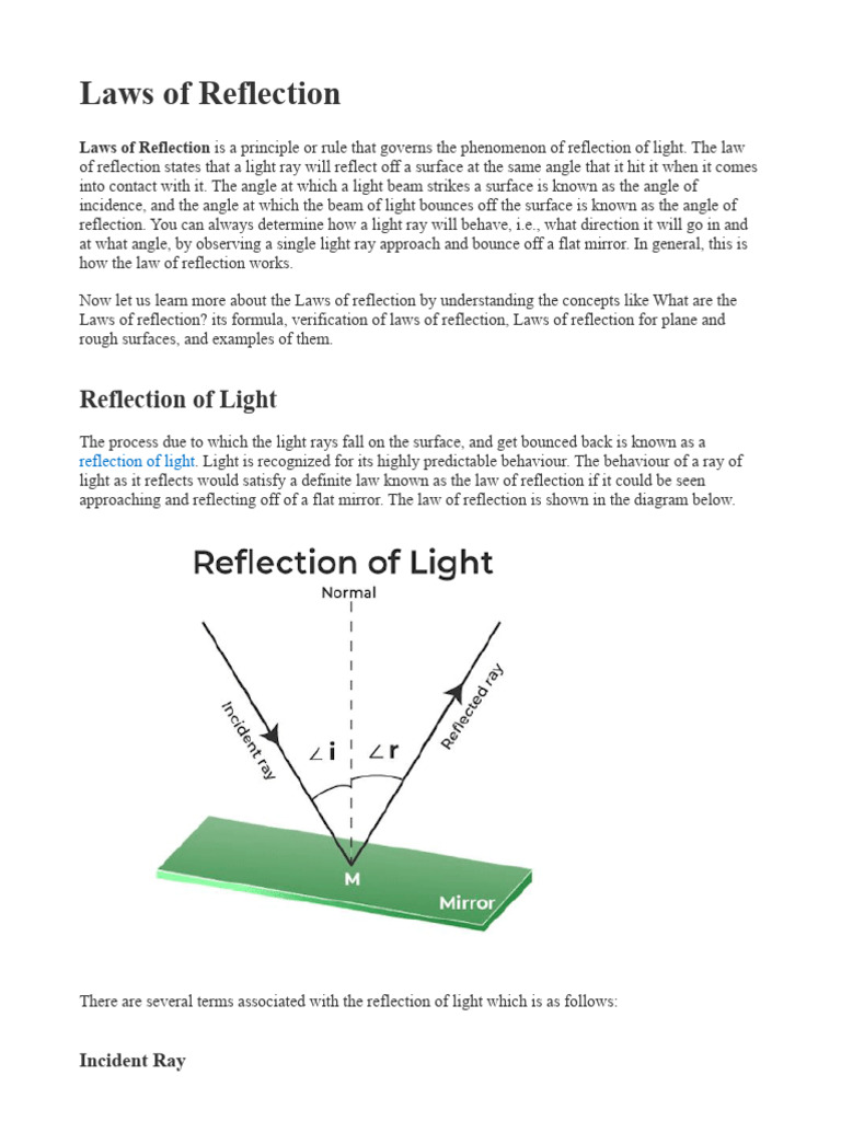 Laws of Reflection | PDF | Reflection (Physics) | Electromagnetism