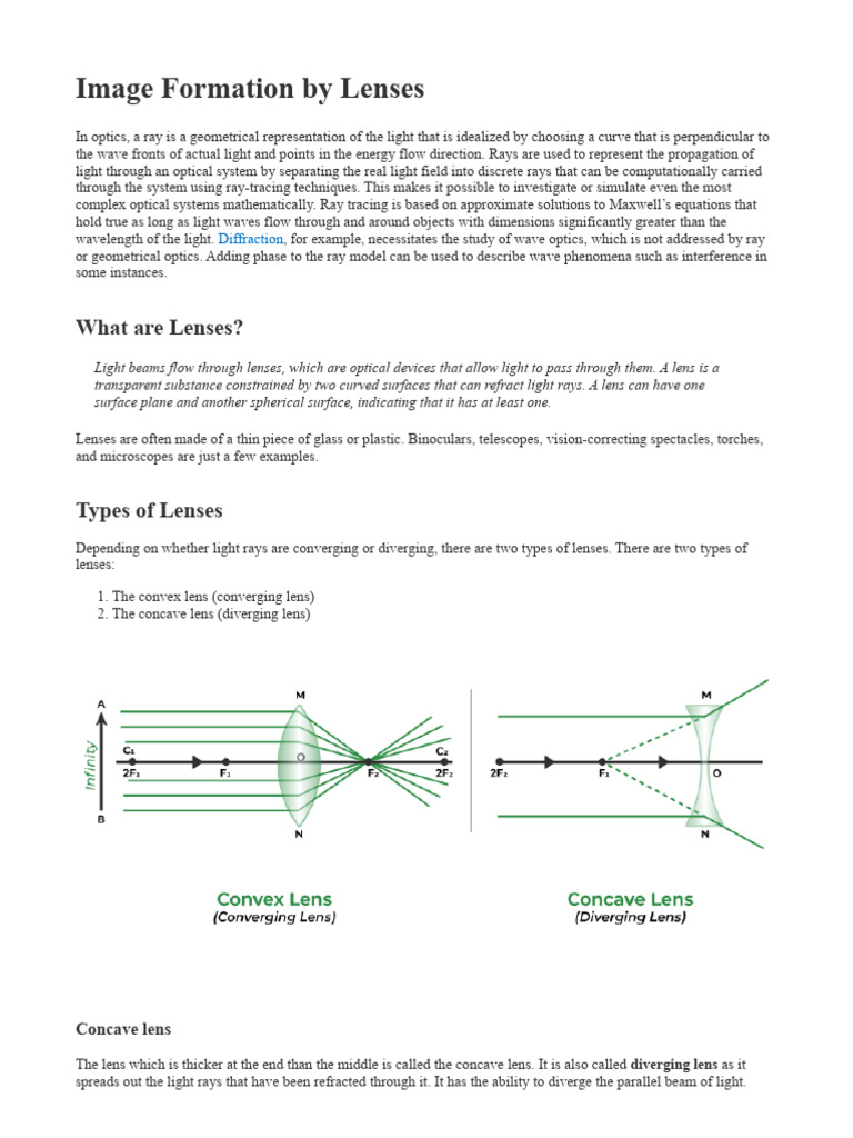 Image Formation by Lenses | PDF | Optics | Electromagnetic Radiation