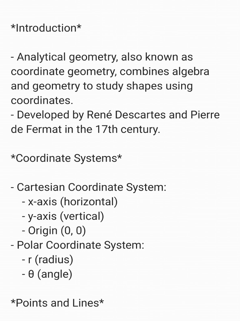 Notes On Analytical Geometry - 241121 - 053343 | PDF