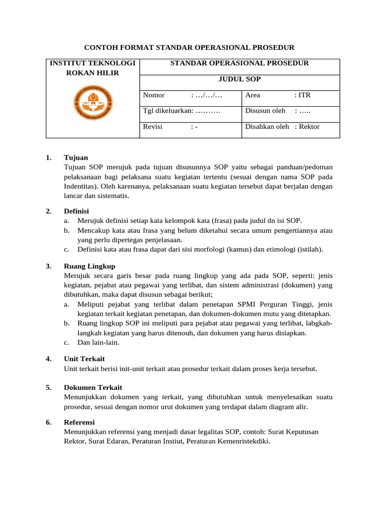 Contoh Format SOP | PDF