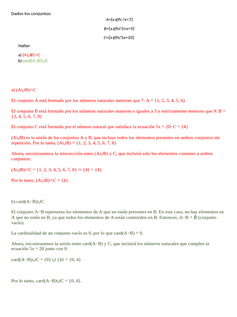 Operaciones con Conjuntos y Estadísticas | PDF
