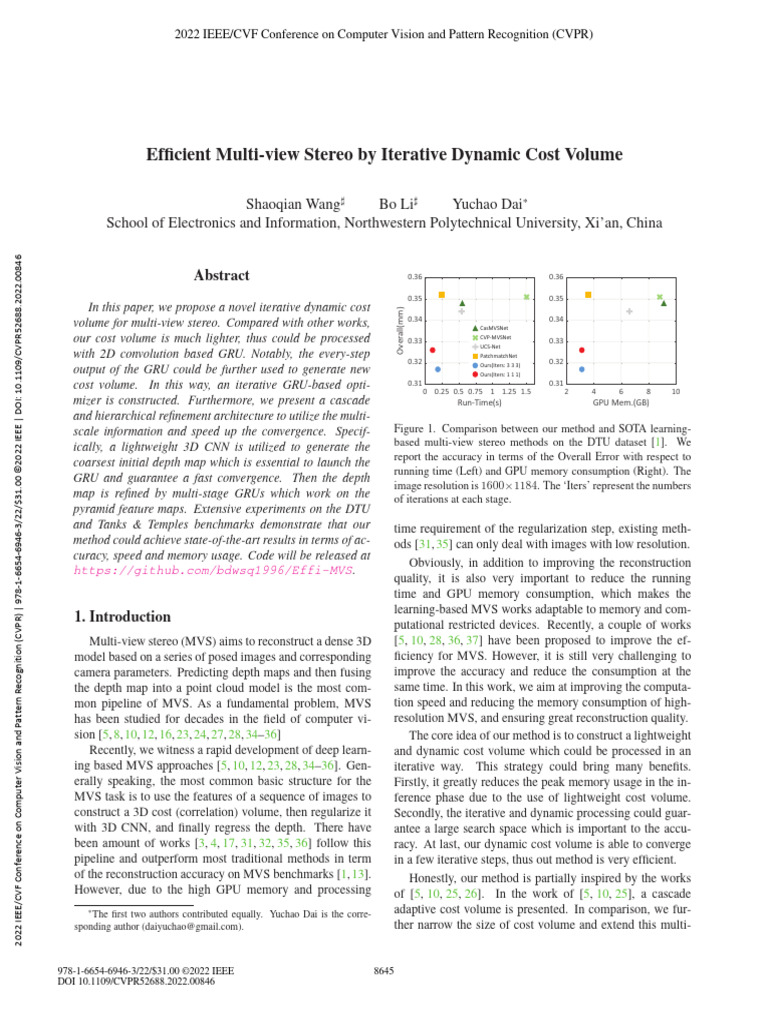 (CVPR2022) Efficient Multi-View Stereo by Iterative Dynamic Cost Volume | PDF | Deep Learning ...