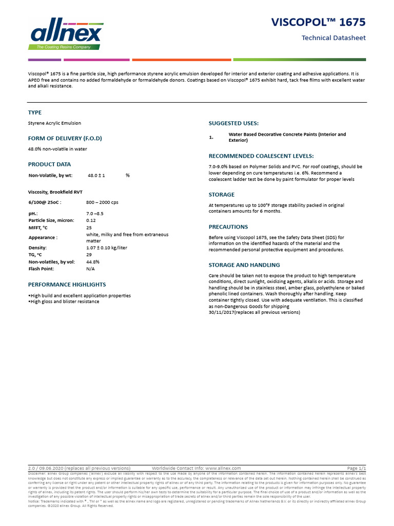 Viscopol-1675 en A4 | PDF | Paint | Intellectual Property