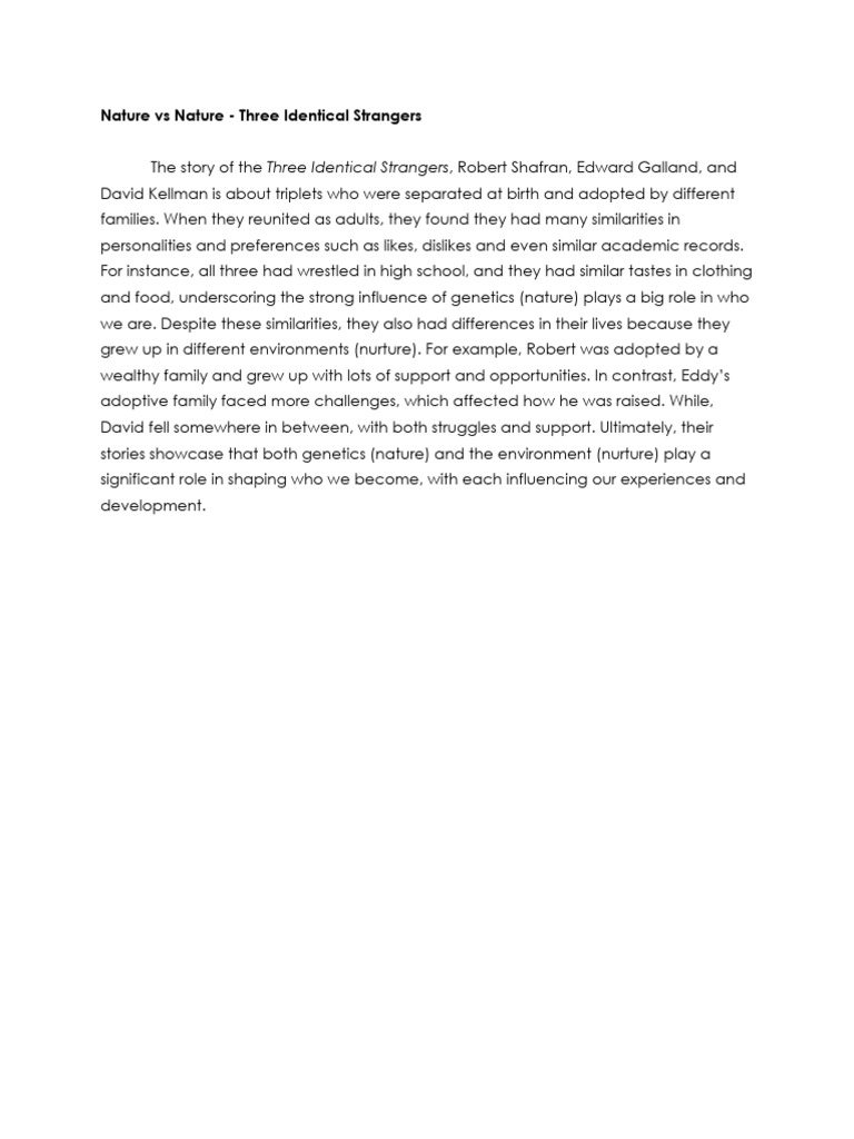 Ezra Jithin - Nature Vs Nurture Paragraph | PDF