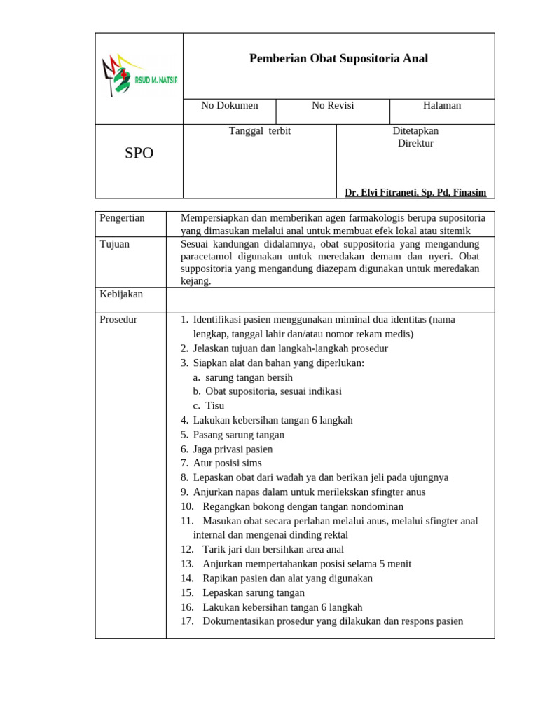 Prosedur Pemberian Supositoria Anal | PDF