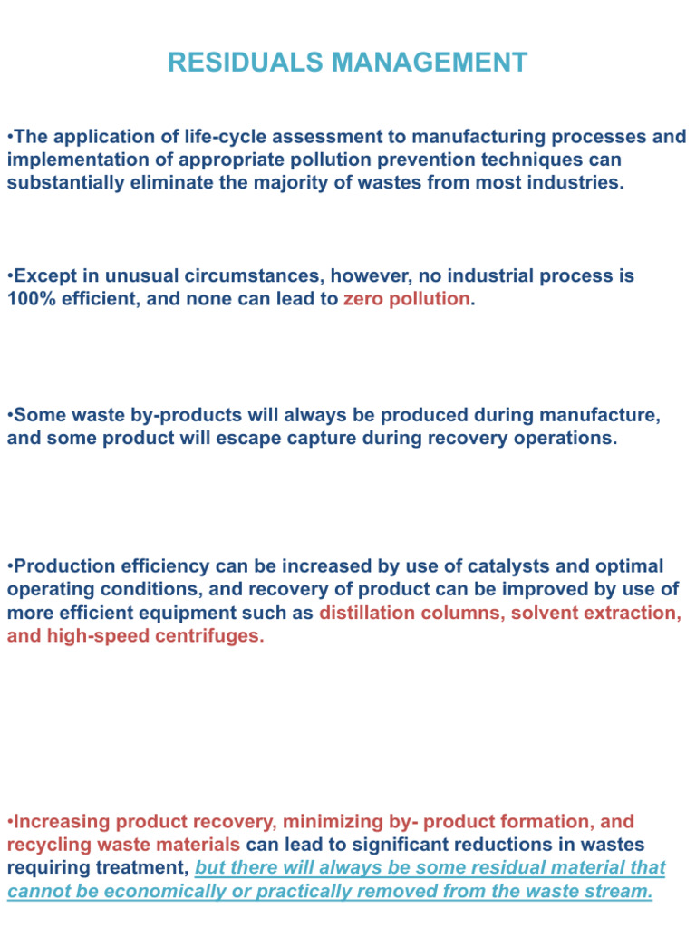 Residuals Management | PDF | Chemistry | Chemical Engineering