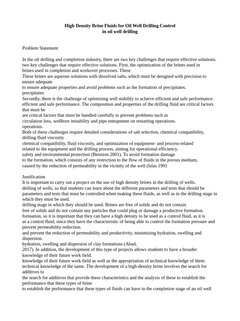 High Density Brines for Oil Drilling | PDF | Oil Well | Permeability (Earth Sciences)