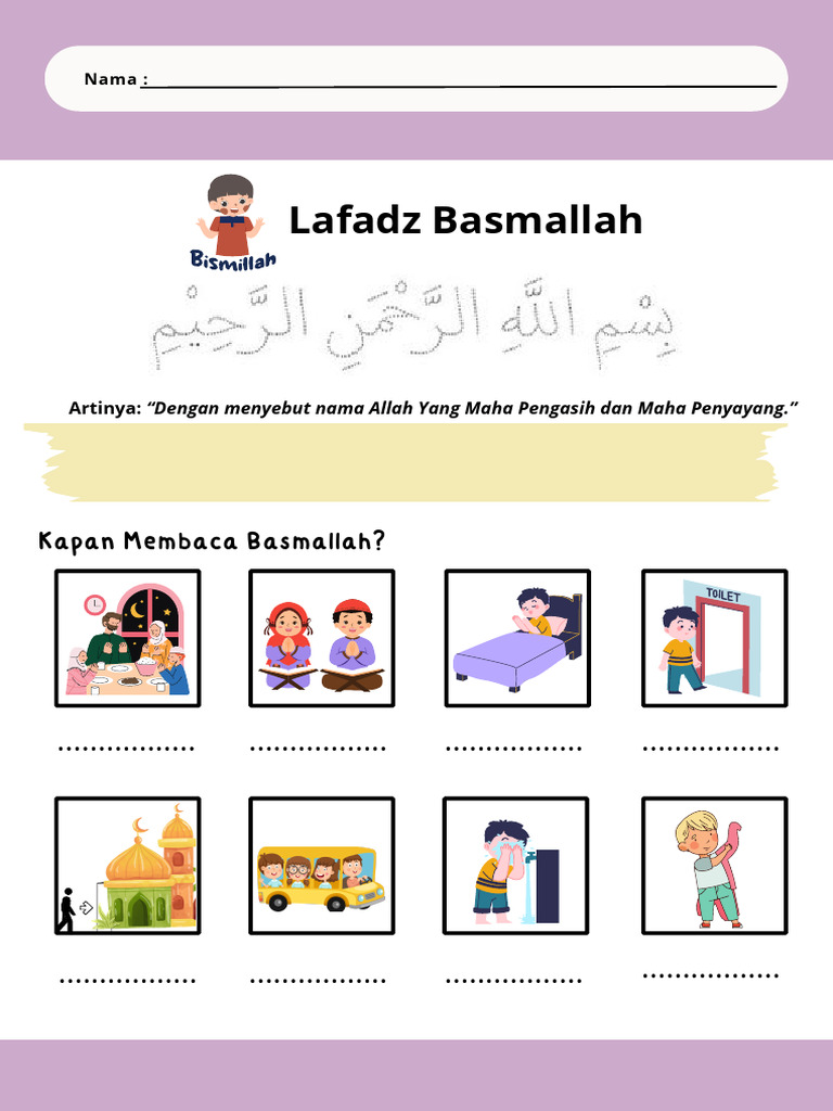 Lembar Kerja PAI Basmallah Dan Hamdalah | PDF