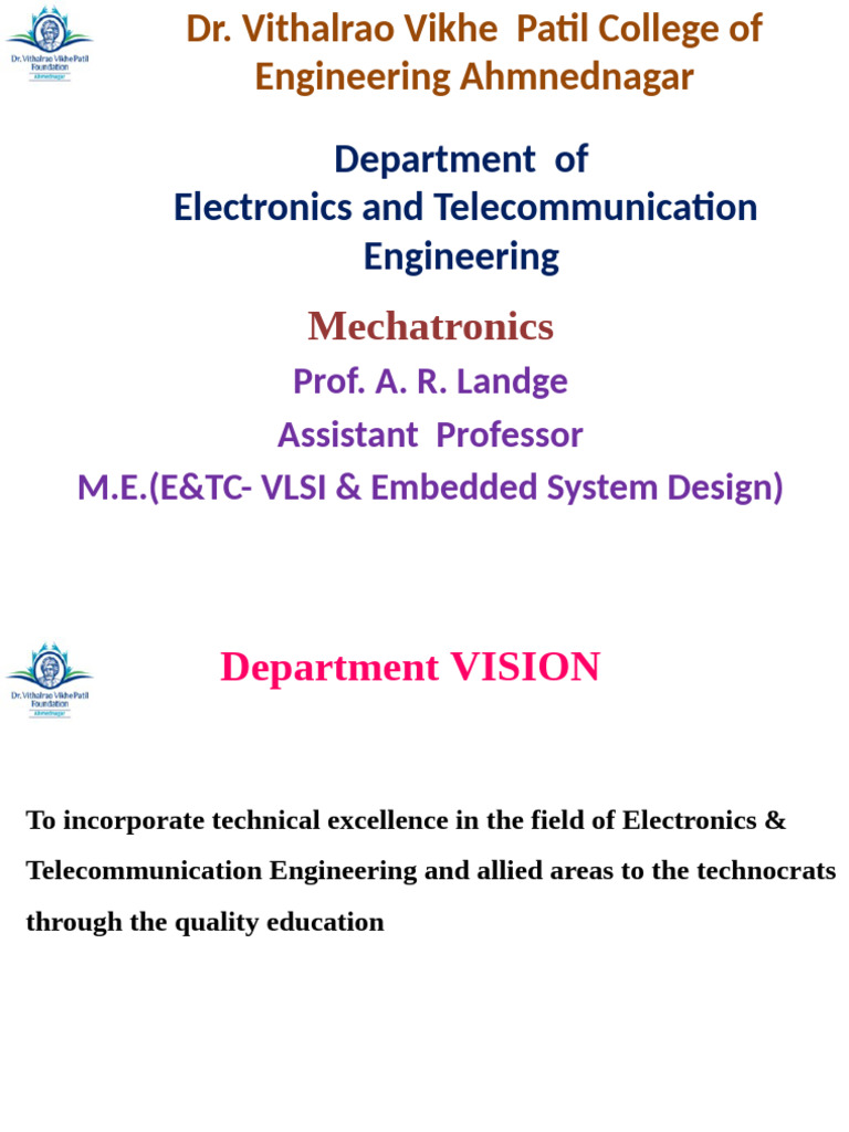 Unit I Introduction To Mechatronics New Video Format Final | PDF ...