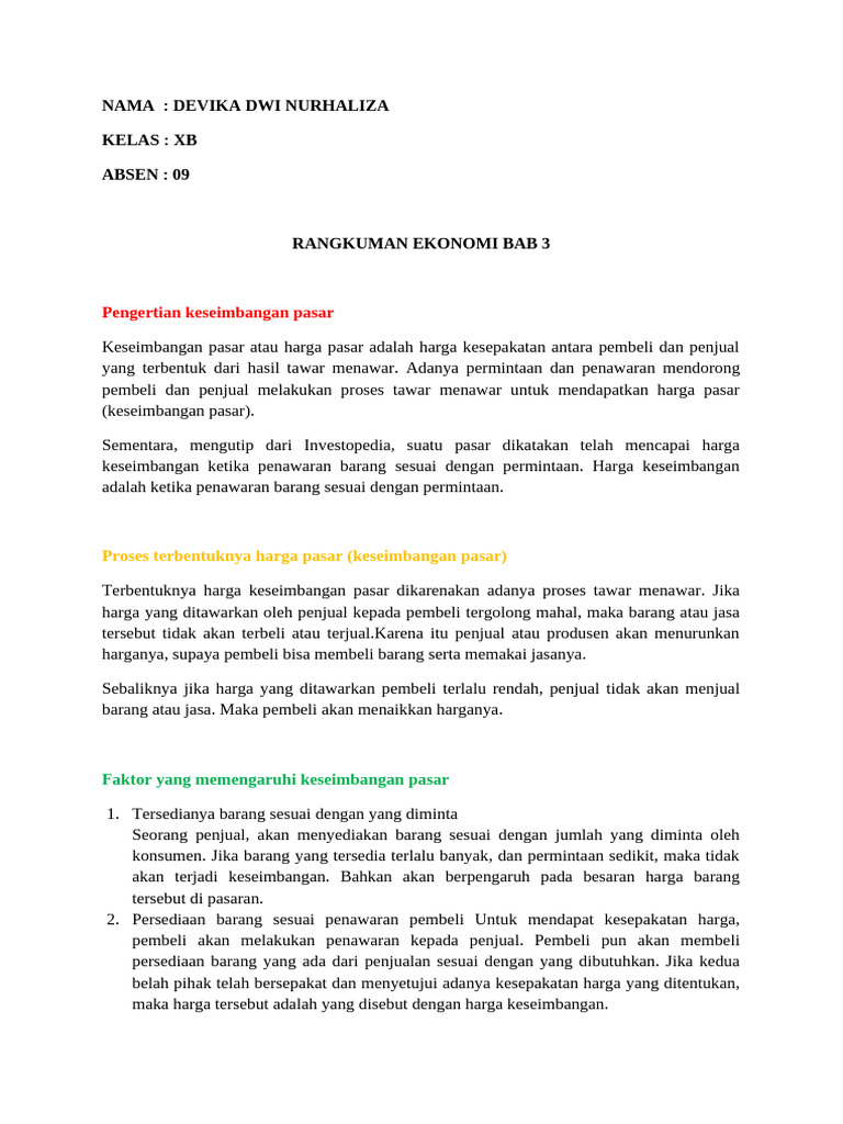 Devika Dwi Nurhaliza - XB - Bab 3 | PDF | Pengelolaan Keuangan & Uang