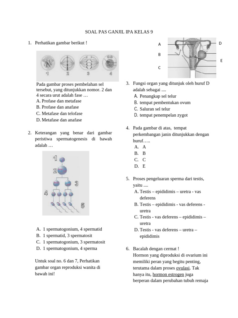 Soal Pas Ganjil Ipa Kelas 9 | PDF | Sains & Matematika