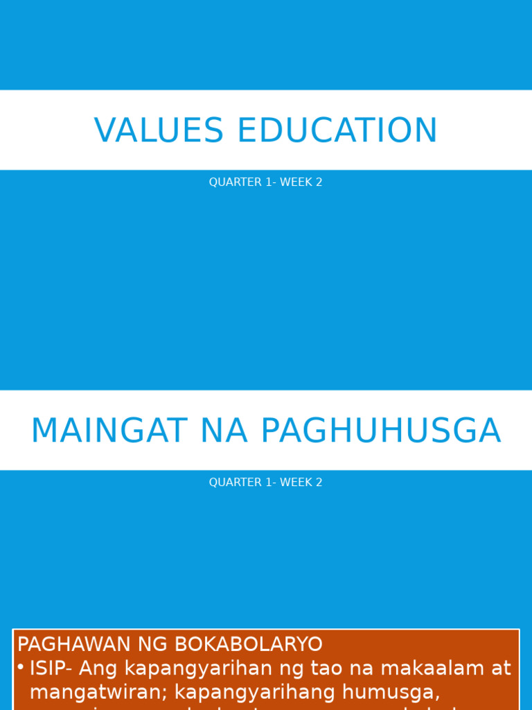 Values Education Grade 7 | PDF