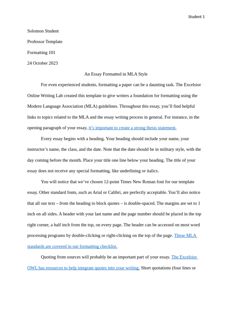 MLA 9th Edition Essay Template | PDF | Paragraph | Citation