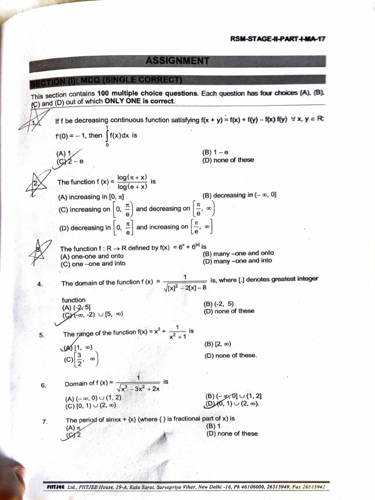Calculus RSM Section1+subjective | PDF