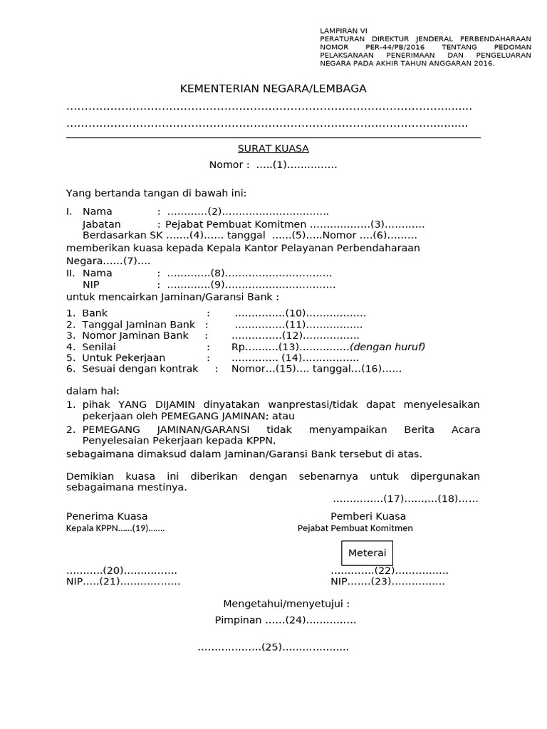 Lamp 6 Surat Kuasa Pencairan Jaminan Bank | PDF | Bisnis