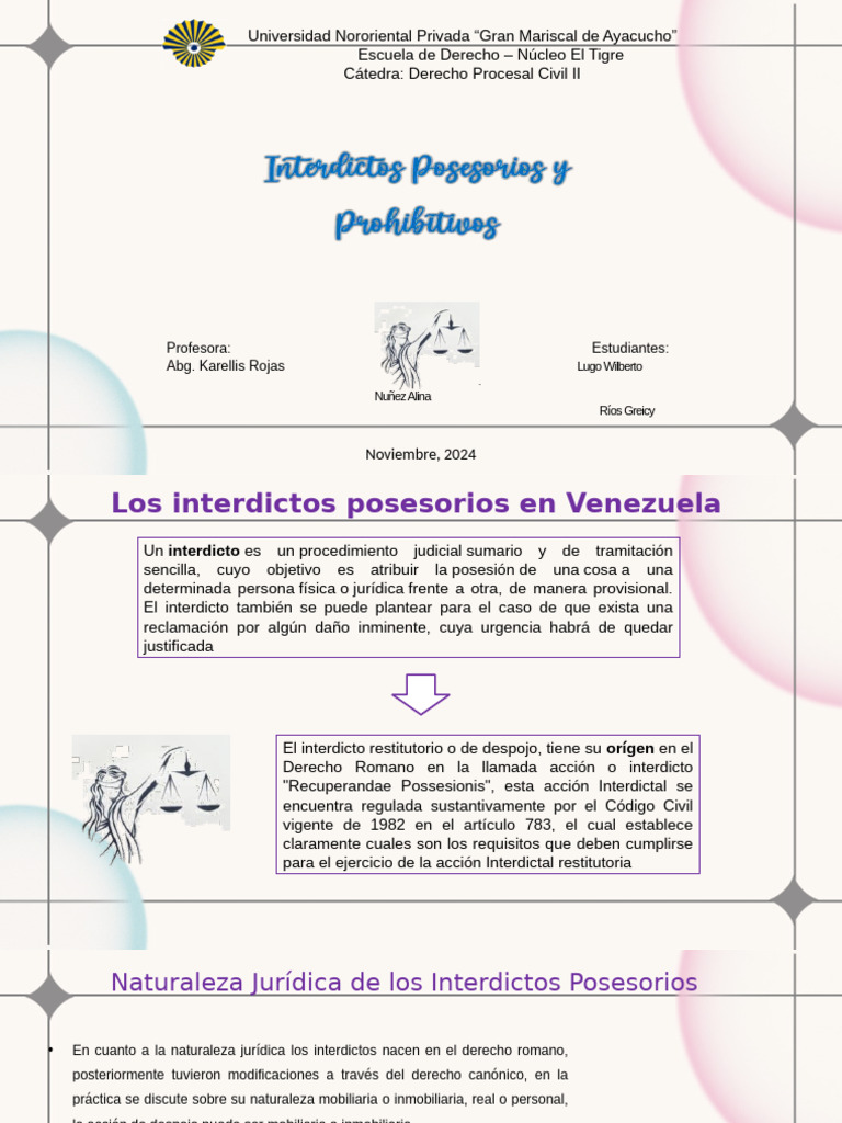 interdictos posesorios | PDF | Posesión (Ley) | Derecho privado