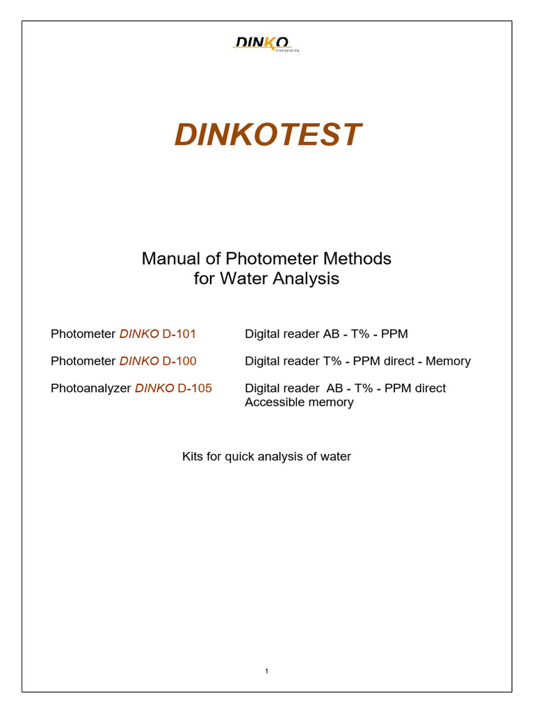 Manual Photometric Methods For Water Analisys 82325 | PDF | Alkalinity ...