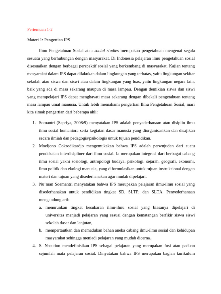 Pengertian dan Pendidikan IPS di Indonesia | PDF | Ilmu Sosial | Sejarah
