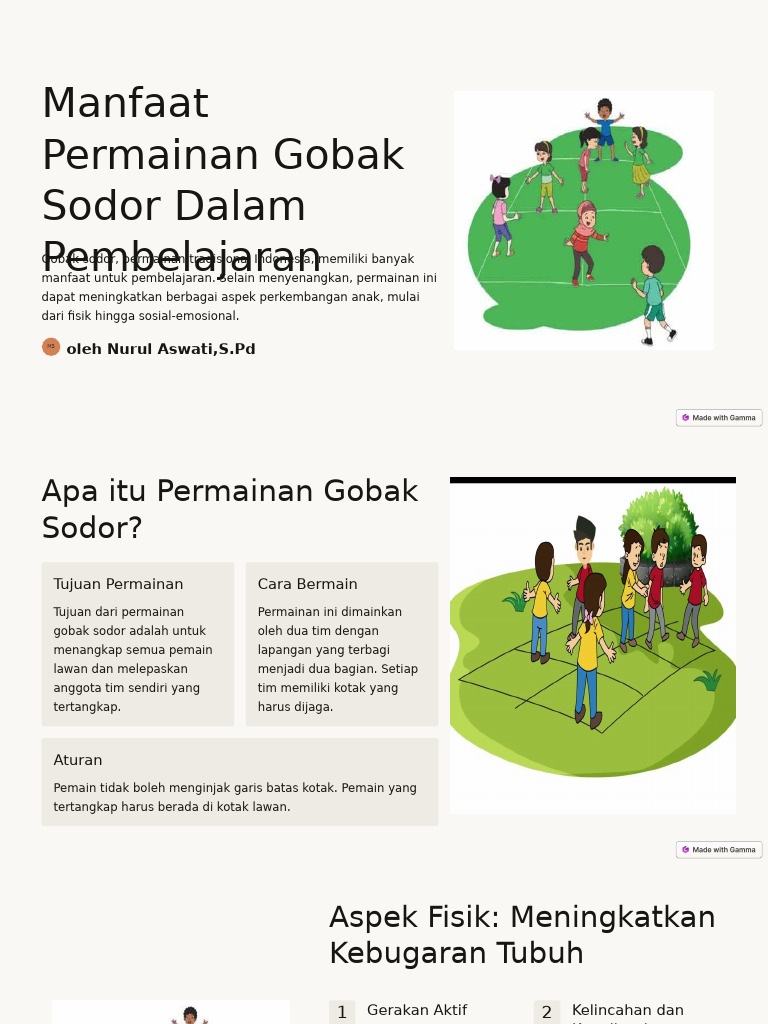 Manfaat Permainan Gobak Sodor Dalam Pembelajaran | PDF