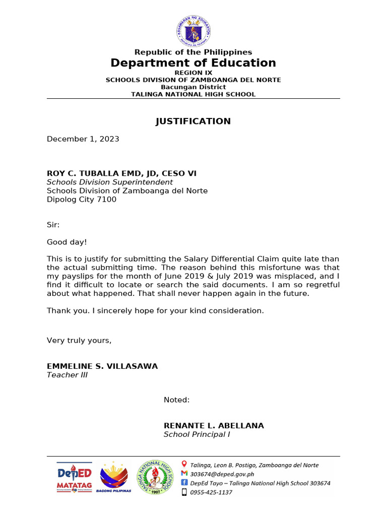 Explanation Letter For Delayed Submission | PDF