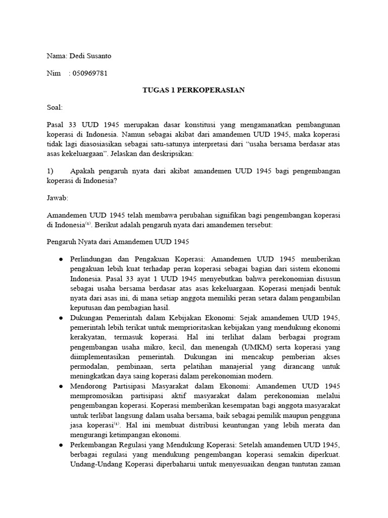 Dedi Susanto 050969781 T1 Perkoperasian | PDF