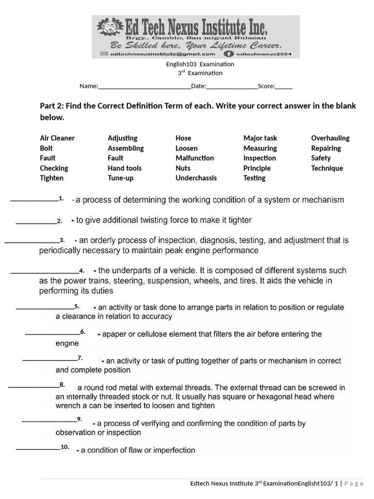 English103 3rd Examination | PDF | Business | Computers