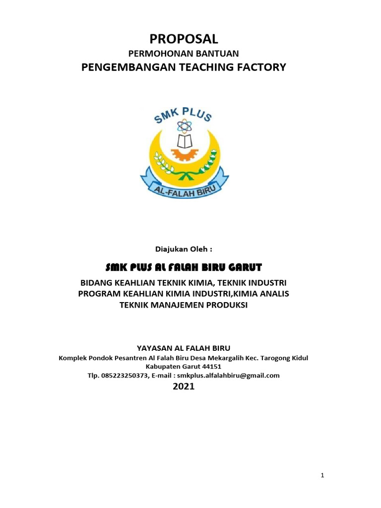 Proposal Teaching Factory Alfalah Biru | PDF | Karier & Perkembangan ...