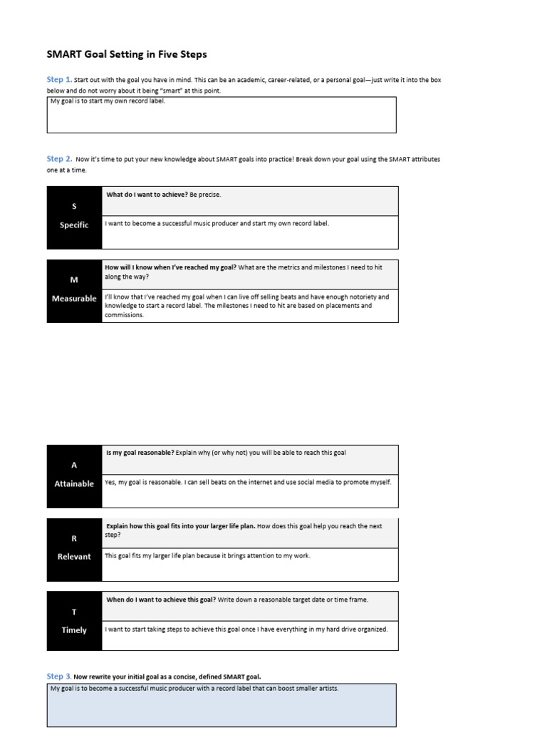 Module 7 SMART Goal Template Revised Dec 2023 | PDF | Goal | Cognition