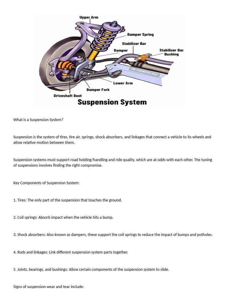 What is a Suspension System | PDF | Automotive Technologies | Vehicle Technology