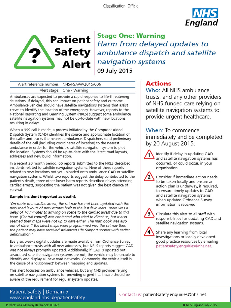 Three - 2014 - Patient Safety Alert | PDF | Ambulance | Patient Safety