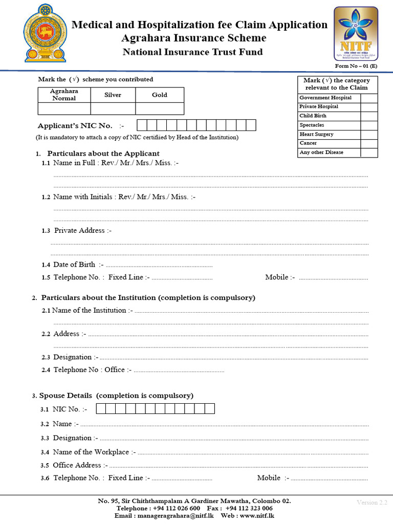 Agrahara Claim Form (E) | PDF | Receipt | Physician