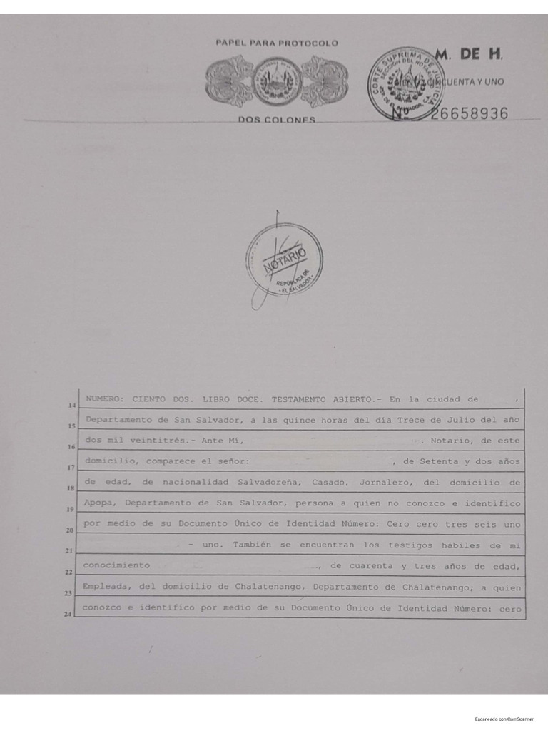 Modelo de Testamento Abierto-Heredero Universal | PDF