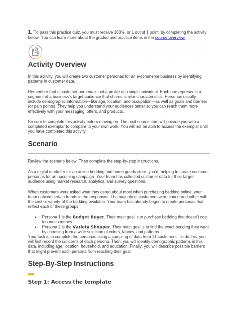 Activity Create Two Customer Personas | PDF | Target Audience | Marketing