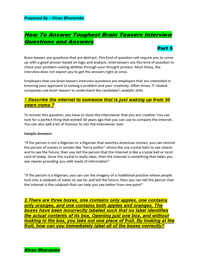 Mastering Tough Brain Teasers for Interviews | PDF | Force | Mass